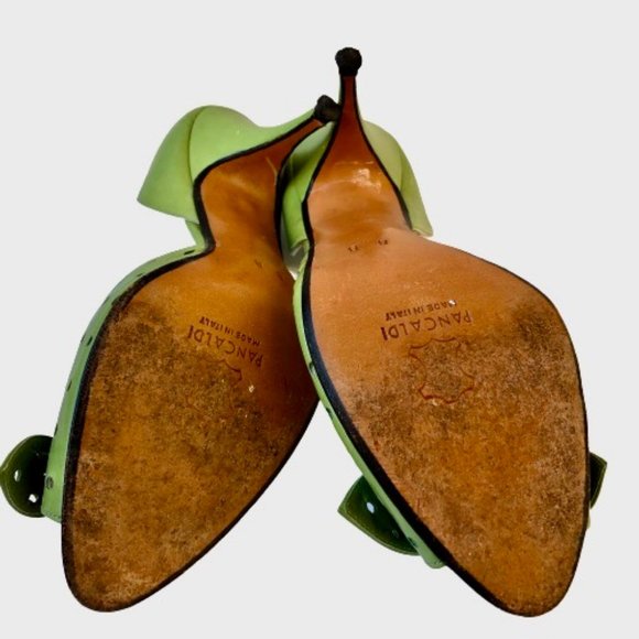 Pancaldi | Shoes | Pancaldi Vintage 9s Italy Green Leather Dorsay Peep ...